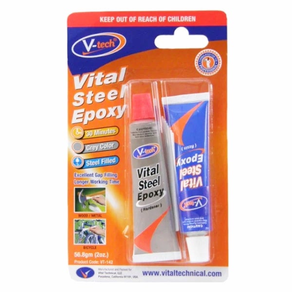 V-Tech Vital Steel 2 Part Steel Filled Epoxy Adhesive Glue 56.8gr ...